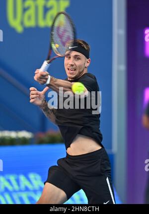 Doha, Capital of Qatar. 14th Feb, 2020. Players of Zamalek SC celebrate ...