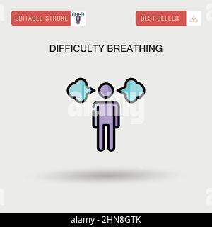 difficulty breathing disease symptom icon doodle illustration Stock ...