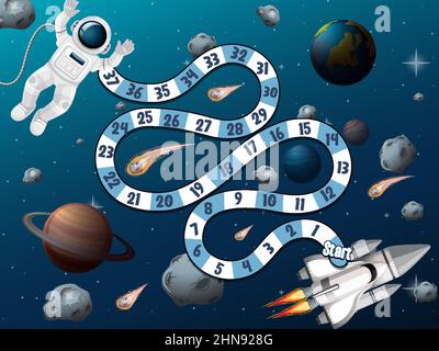 Border template with astronaut in space background illustration Stock ...