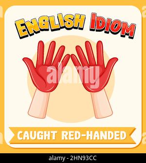 English idiom with caught red-handed illustration Stock Vector Image ...