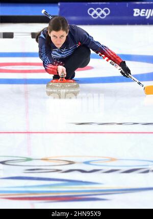 United States' Tara Peterson competes during a women's curling bronze ...