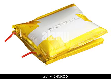 swollen double Li-ion battery pack isolated on white background Stock ...