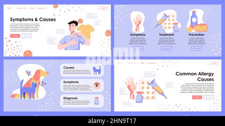 Allergy disease, symptoms and causes landing page. Template web banner ...