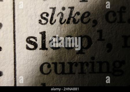 Definition of word asleep on dictionary page, close-up Stock Photo - Alamy
