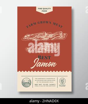 Farm Grown Jamon Abstract Vector Packaging Label Design Template ...