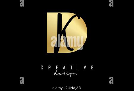 Creative golden letter Dk d k logo with leading lines and road concept ...