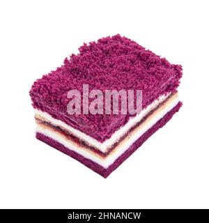 Blackberry purple violet cheesecake with jam isolated on the white ...