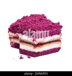 Blackberry purple violet cheesecake with jam isolated on the white ...
