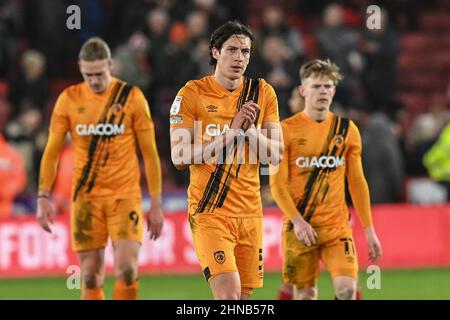 Alfie Jones #15 of Hull City during the pre-game warmup in, on 5/1/2021 ...