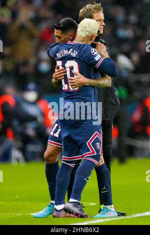 Angel Di Maria of Paris Saint-Germain celebrates after scoring the goal ...