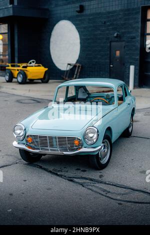 A blue classic Japanese sports car Honda Civic EG of the fifth ...