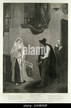 Scene from Shakespeare's The Merchant of Venice, showing Shylock in ...