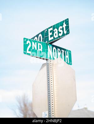The street signs near Price Utah university Stock Photo - Alamy