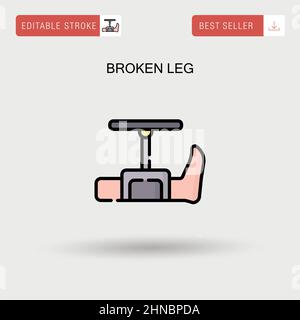 Broken leg gypsum. Vector simple handicap physically disable person ...