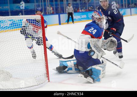 Slovakia goalkeeper Patrik Rybar blocks a shot against against Finland ...