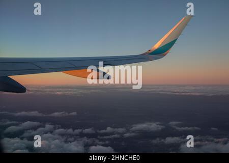 The wing of a Eurowings Airbus A320 as photographed from inside the ...