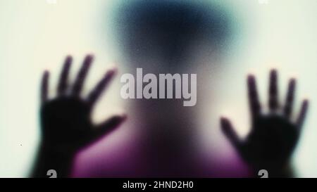 Child feeling trapped behind glass depression mental illness concept ...