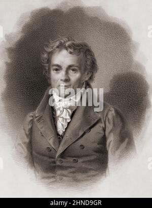 19th century illustration of Alois Senefelder, one of the inventors of ...