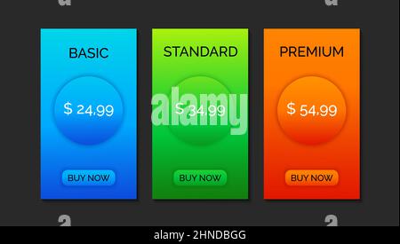 Price chart. Tariffs comparison. Commercial service. Layout with ...