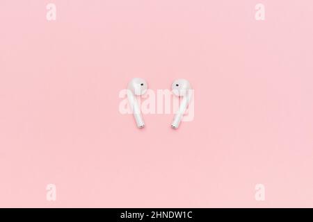 Novosibirsk, Russia - March 22, 2019: White wireless Bluetooth ...