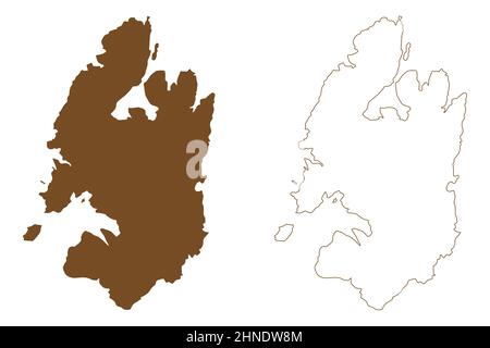 Kyra Panagia island (Hellenic Republic, Greece) map vector illustration ...