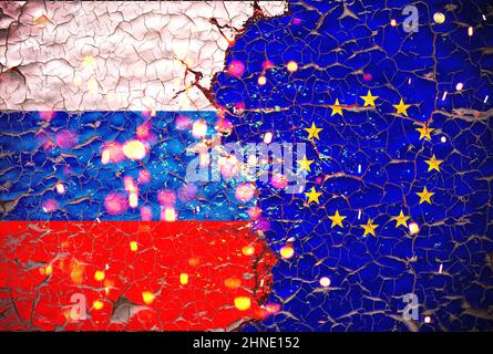ukraine flag painted over cracked concrete wall.ukraine russia ukraine ...