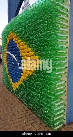 the Brazilian flag created with plastic bottles Stock Photo - Alamy