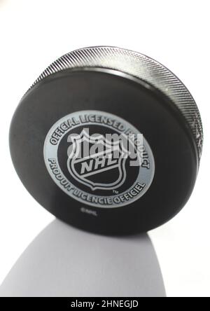 Official game puck from NHL, National hockey league, USA Stock Photo ...