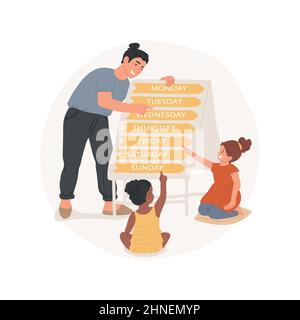 Learn days of the week isolated cartoon vector illustration Stock ...