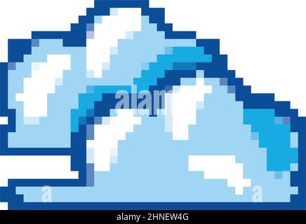 Pixel clouds. Retro 8 bit blue sky aerial cloud pixel art background vector illustration Stock ...