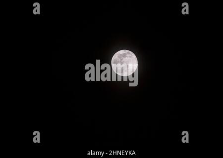 Long telephoto lens shot of the moon in a black sky Stock Photo - Alamy
