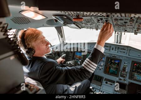 aircraft flight control switch panel inside the cockpit Stock Photo - Alamy