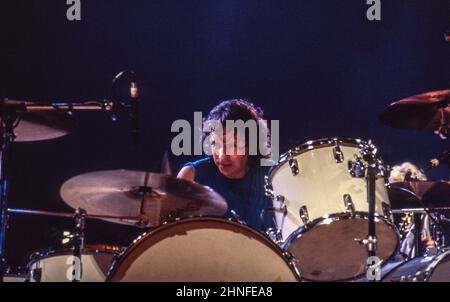English drummer Dennis Elliott performing with of Anglo-American band ...