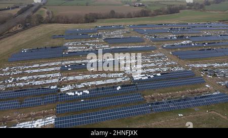 Newton Bewley, England, 11 February 2022. Aerial view of storm damage ...