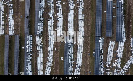 Newton Bewley, England, 11 February 2022. Aerial view of storm damage ...