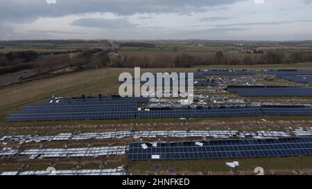 Newton Bewley, England, 11 February 2022. Aerial view of storm damage ...
