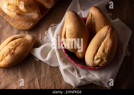 Bolillo. Traditional mexican bakery. White bread commonly used to ...