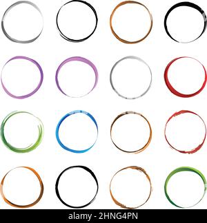 Grungy, grunge circle brushstroke with sketchy freehand paint, dye ...