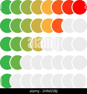 5-step simple progress, level indicator with color code. Progression ...