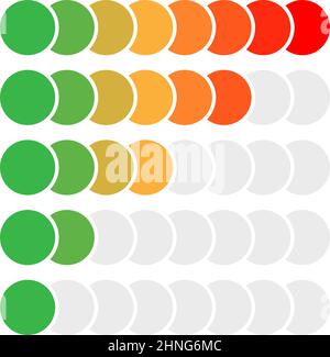 5-step simple progress, level indicator with color code. Progression ...