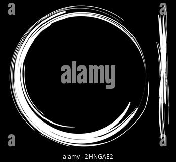 White chalk grungy, grunge circle and brushstroke with sketchy, doodle ...