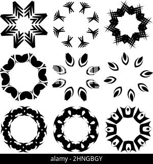 Symmetric, mirrored circular mandala, motif abstract geometric circle ...