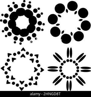 Symmetric, mirrored circular mandala, motif abstract geometric circle ...