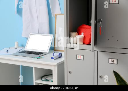 Interior of doctor's office with locker in clinic Stock Photo - Alamy