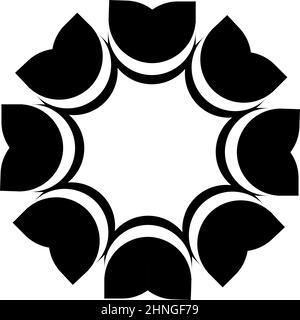 Symmetric, mirrored circular mandala, motif abstract geometric circle ...