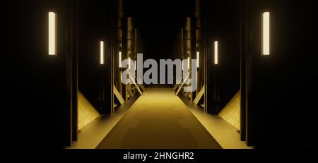 Space Futuristic Cyber Warehouse Futuristic Interior Solid Concrete ...