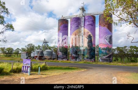 Three Moon Silo Art at Monto, Queensland, Australia Stock Photo - Alamy