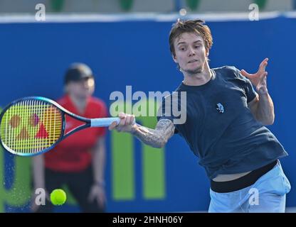 Arthur Rinderknech of France returns to Alexander Zverev of Germany ...