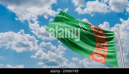 3D Flag of the Turkmen Soviet Socialist Republic. Close Up Stock Photo ...