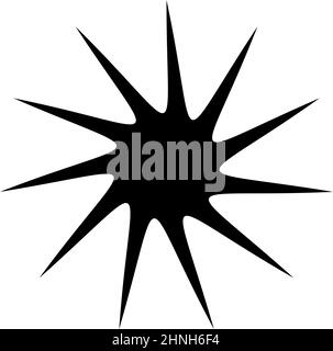 Black radial starburst, sunburst-like element, design shape vector ...